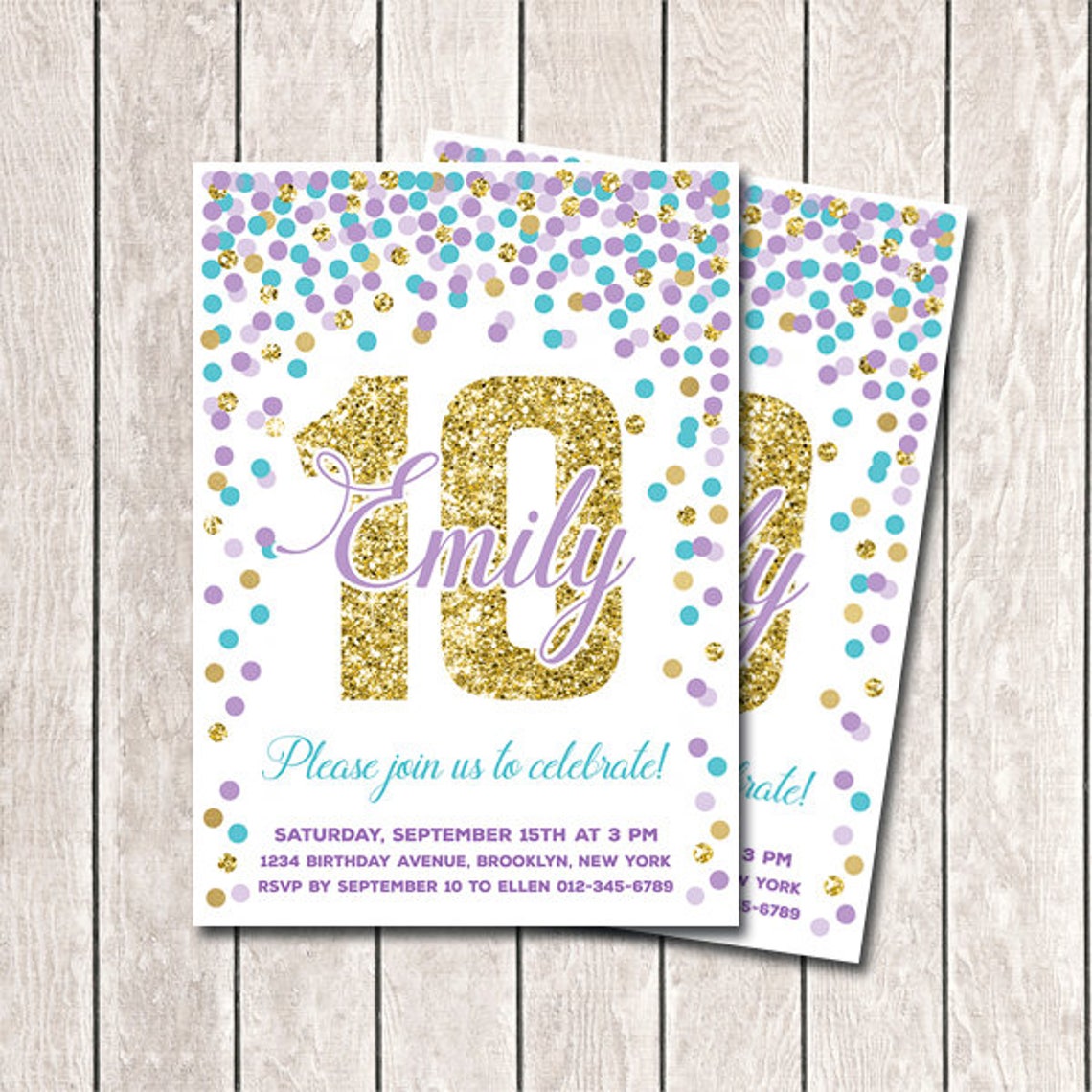 10th Birthday Invitations for Girls Printable Birthday Invitation ...