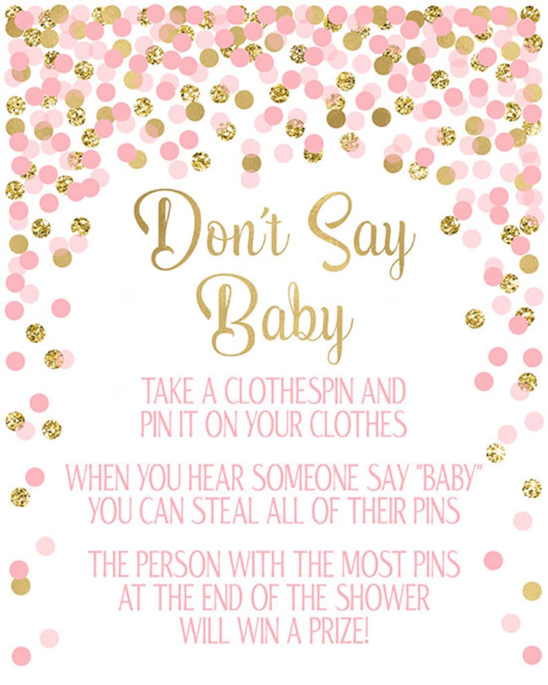 Don't Say Baby Sign Printable Girl Baby Shower Games Pink - Etsy