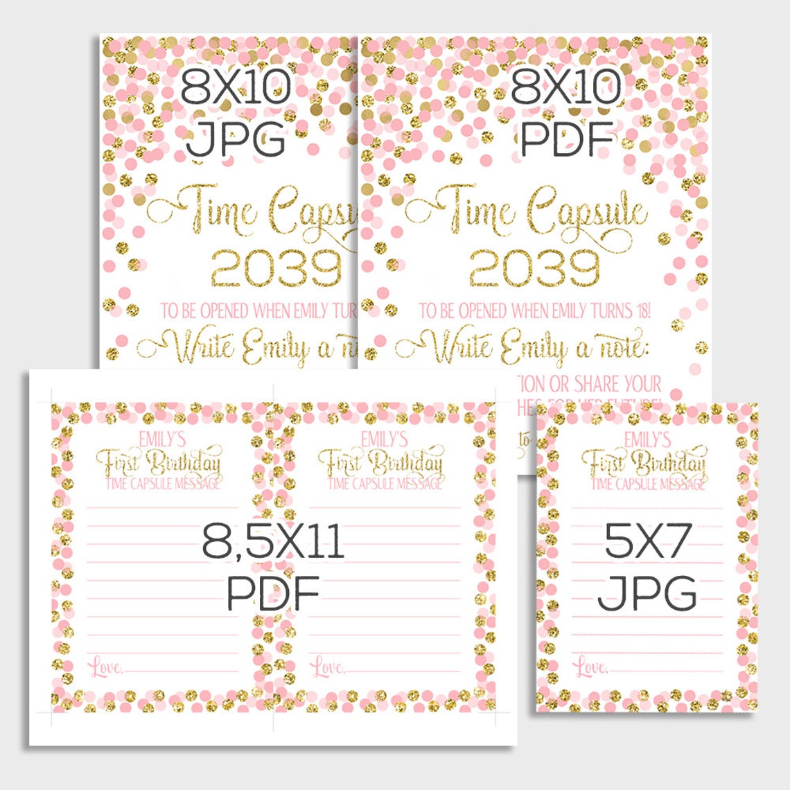 Time Capsule Printable Pink and Gold Time Capsule Sign and Message ...