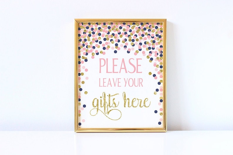 Please Leave Your Gifts Here Sign Printable Pink Navy Blue and | Etsy