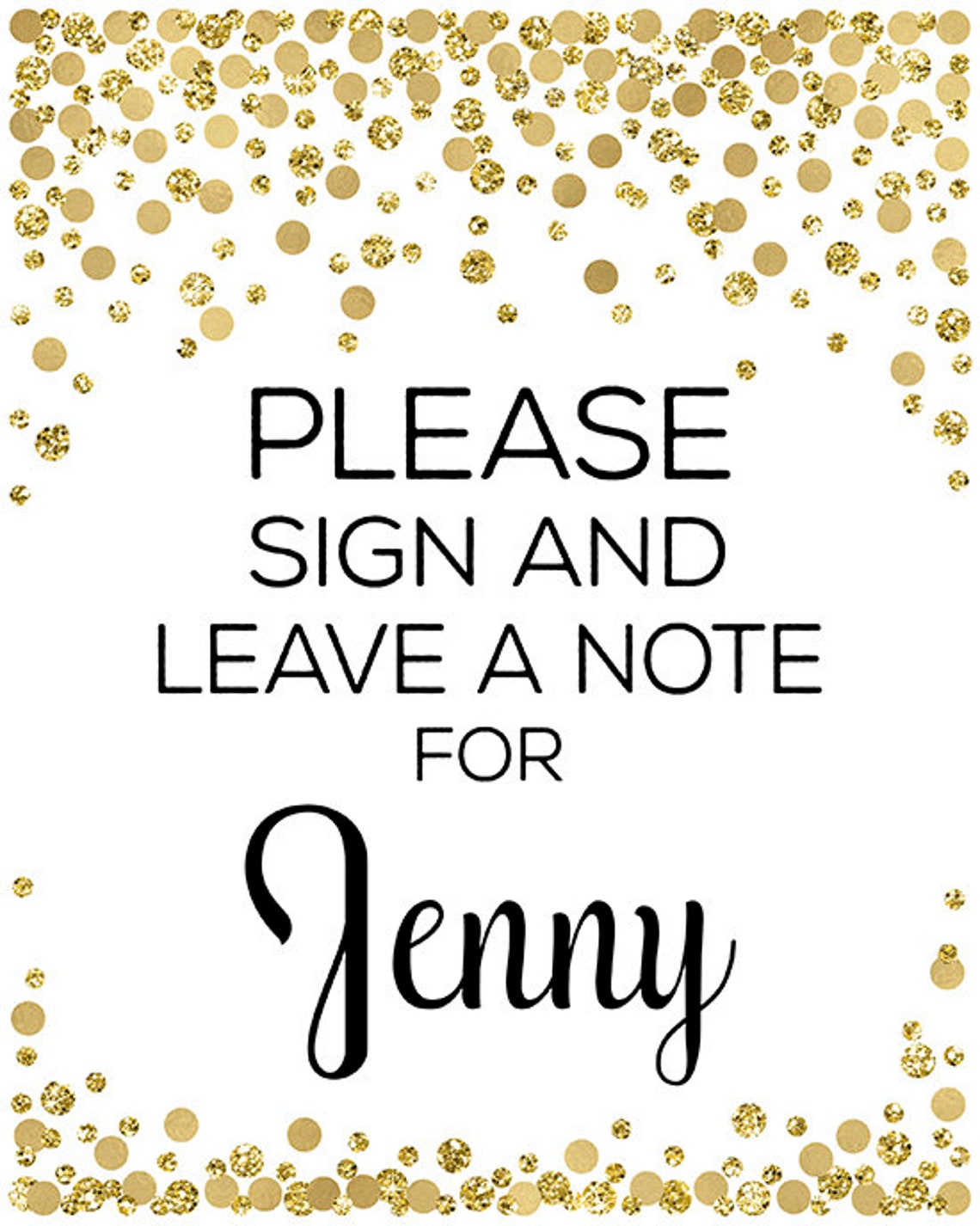 Please Sign and Leave a Note Sign Custom Guest Book Sign Gold - Etsy