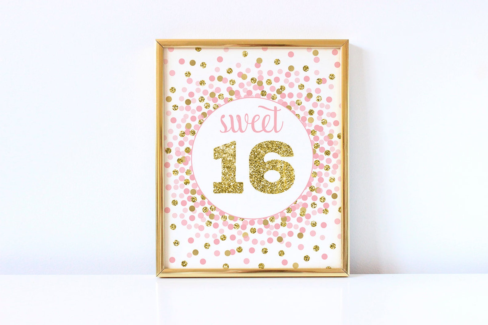 Pink and Gold Sweet 16 Sign Printable 16th Birthday Party | Etsy