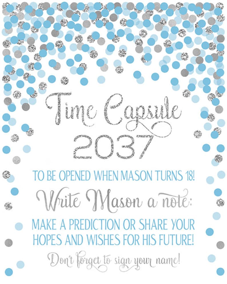 Time Capsule First Birthday Boy Blue and Silver 1st Birthday | Etsy