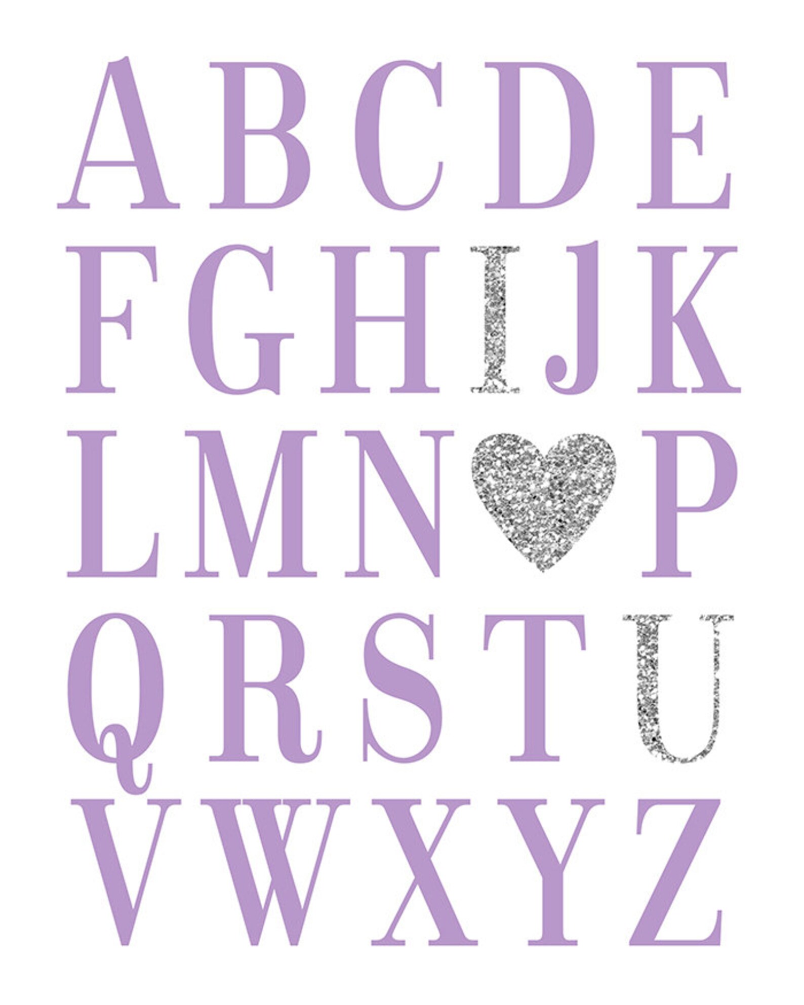 ABC Print Purple and Silver Alphabet Printable Purple Gray | Etsy
