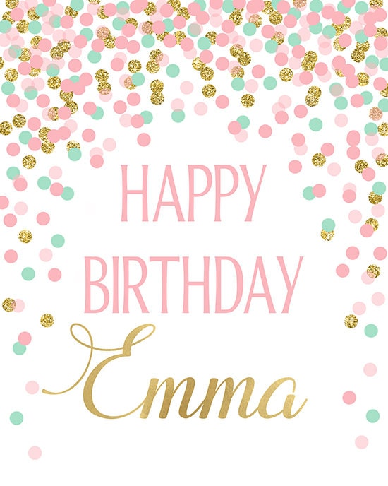 Happy Birthday Sign Printable Girl Birthday Party Sign 1st Birthday ...