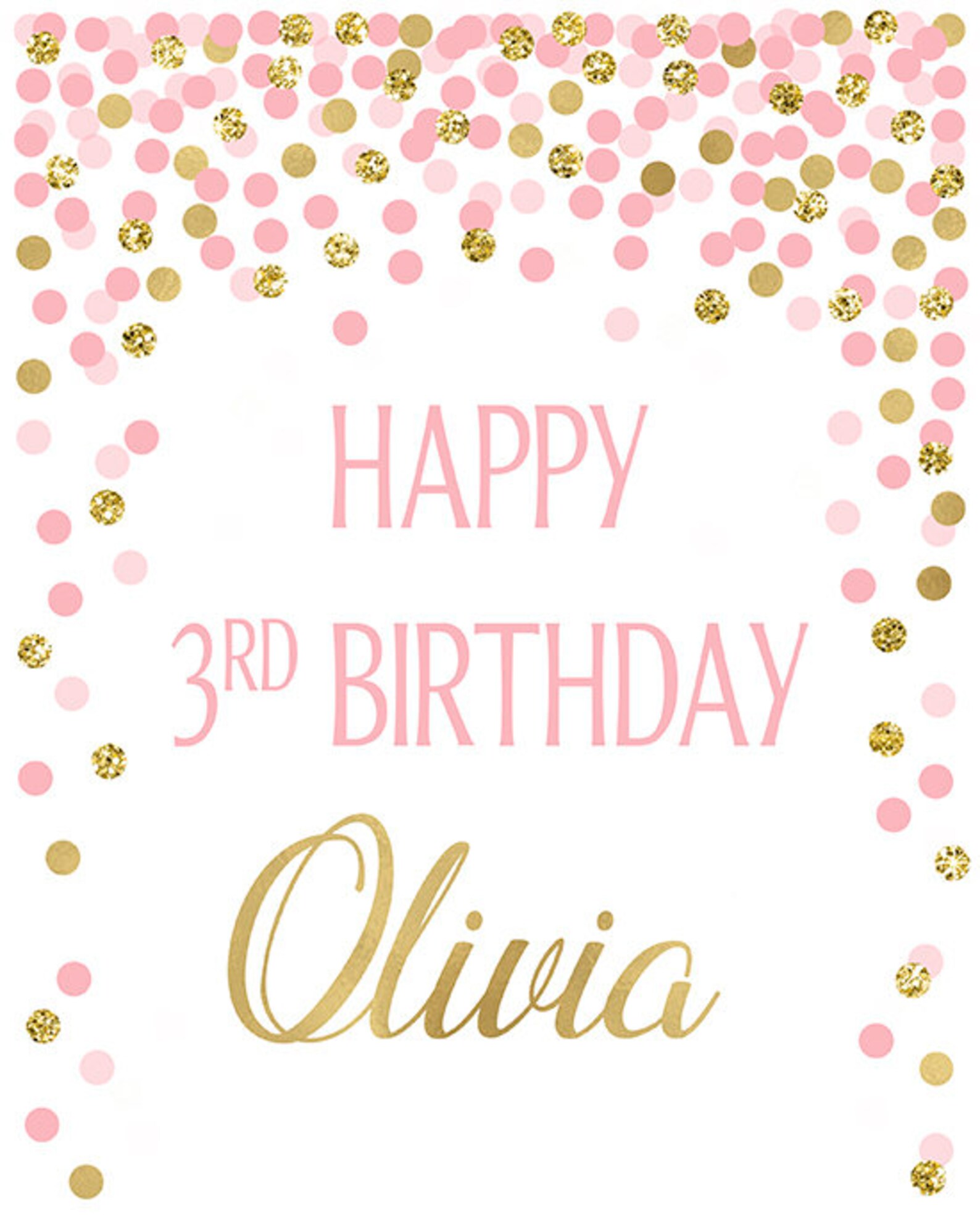 Happy 3rd Birthday Sign Personalized Girl Birthday Party Sign | Etsy