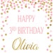 Happy 3rd Birthday Sign Personalized Girl Birthday Party Sign Printable ...