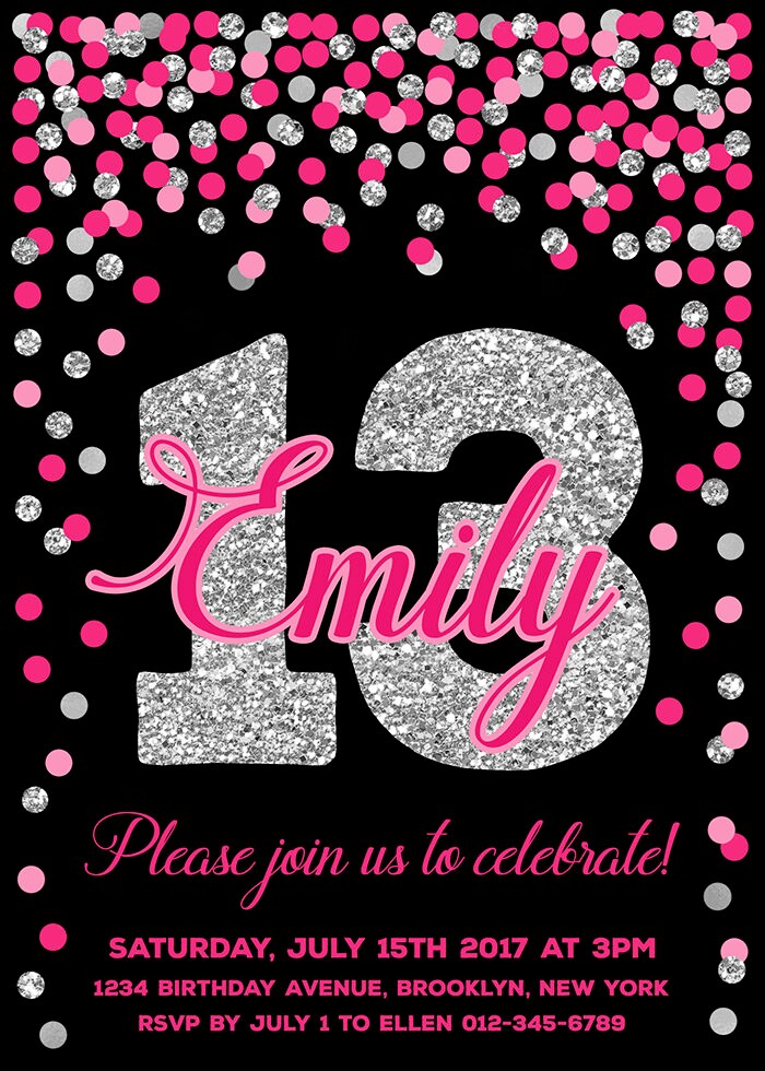13th Birthday Invitations for Girl Birthday Invites Printable | Etsy