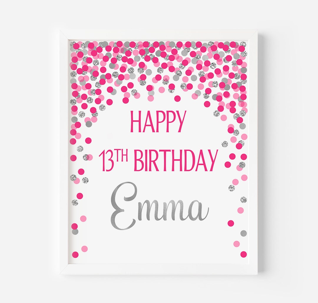 Happy Birthday Sign Hot Pink and Silver Birthday Decorations Happy ...