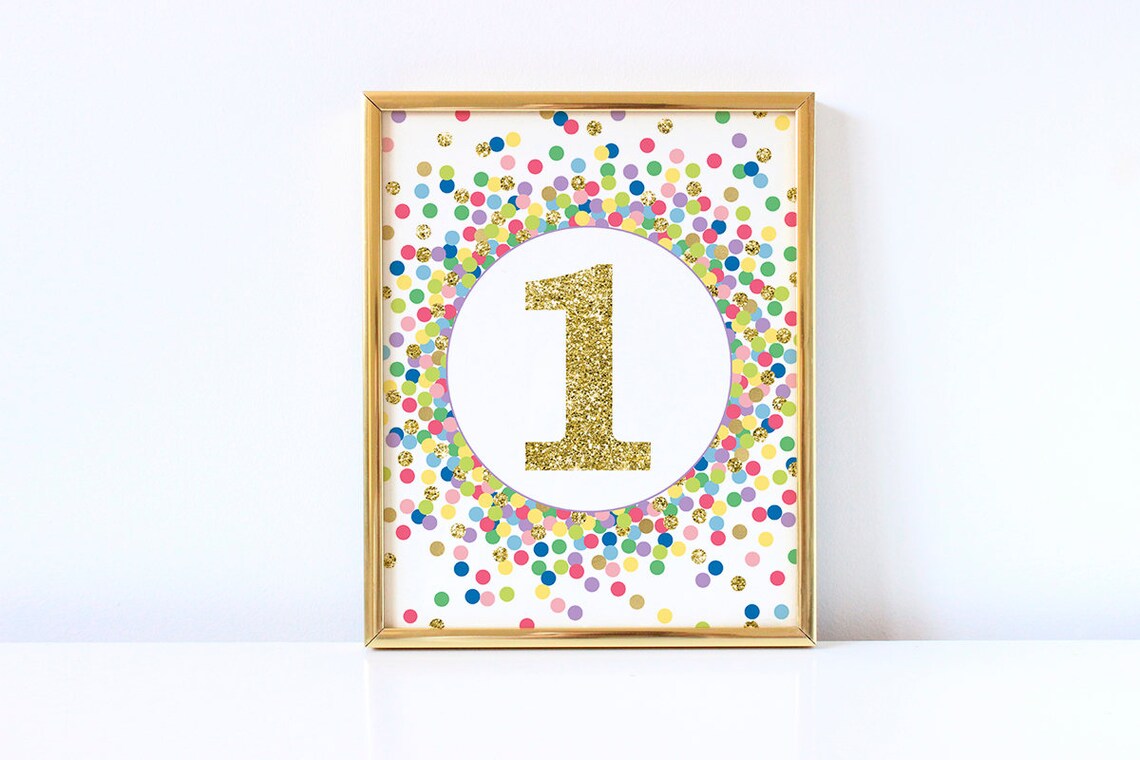 Number 1 Sign Printable Rainbow and Gold 1st Birthday Party - Etsy