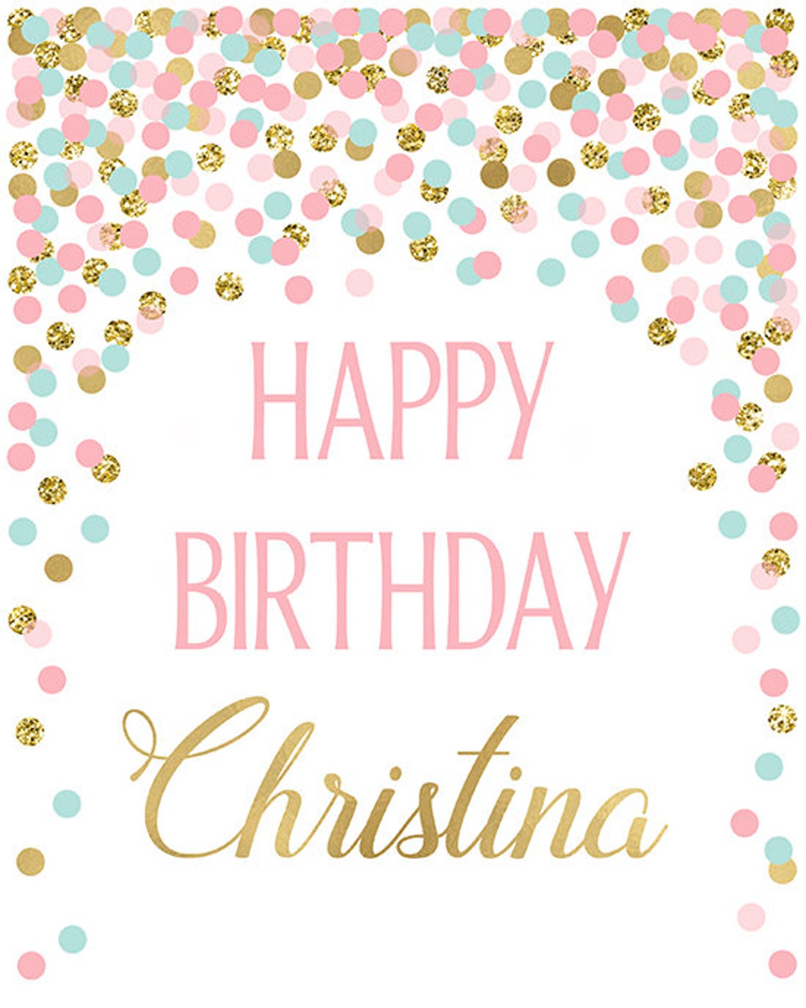 Happy Birthday Sign Printable Pink Light Blue Gold 1st - Etsy