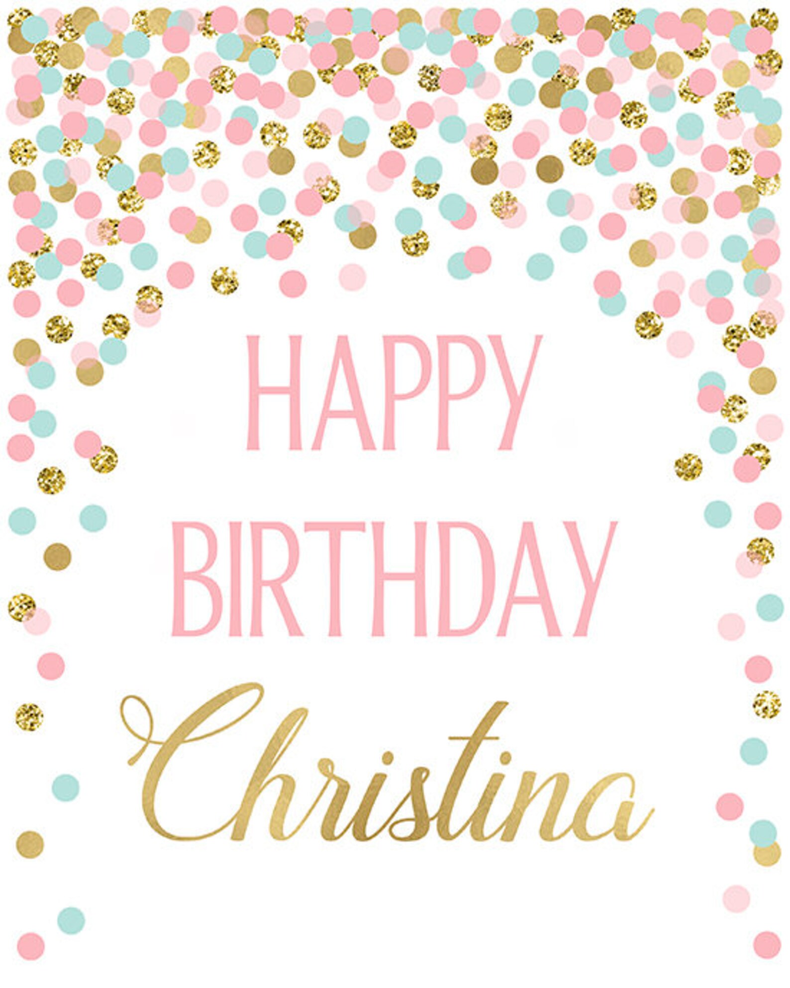 Happy Birthday Sign Printable Pink Light Blue Gold 1st - Etsy