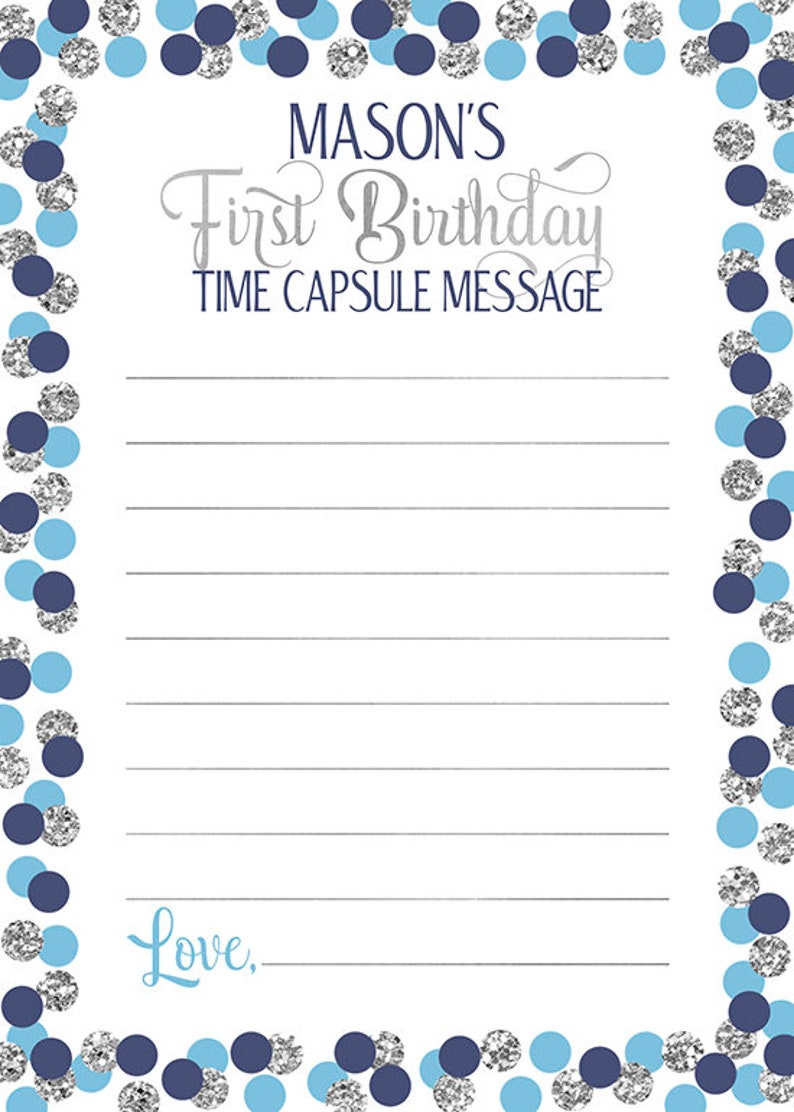 Personalized Time Capsule Sign and Message Cards Navy Blue - Etsy