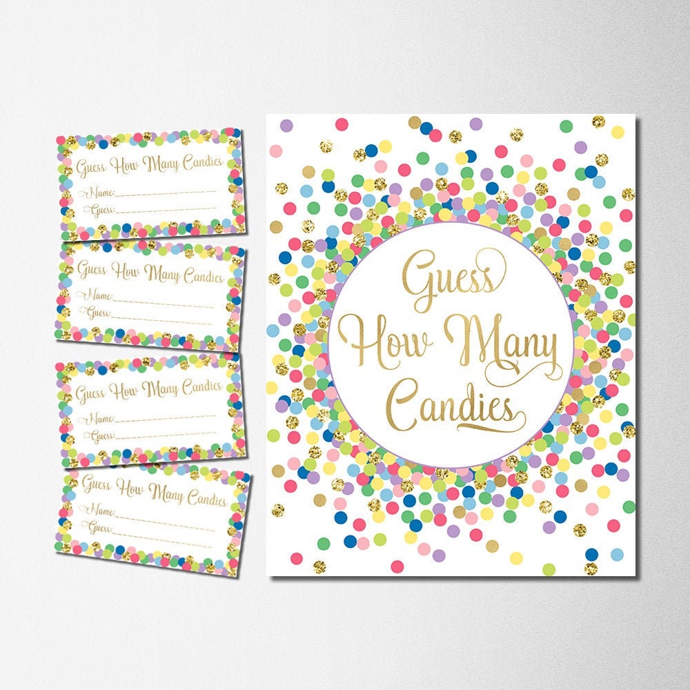 Guess How Many Candies Game Printable Baby Shower Guessing - Etsy