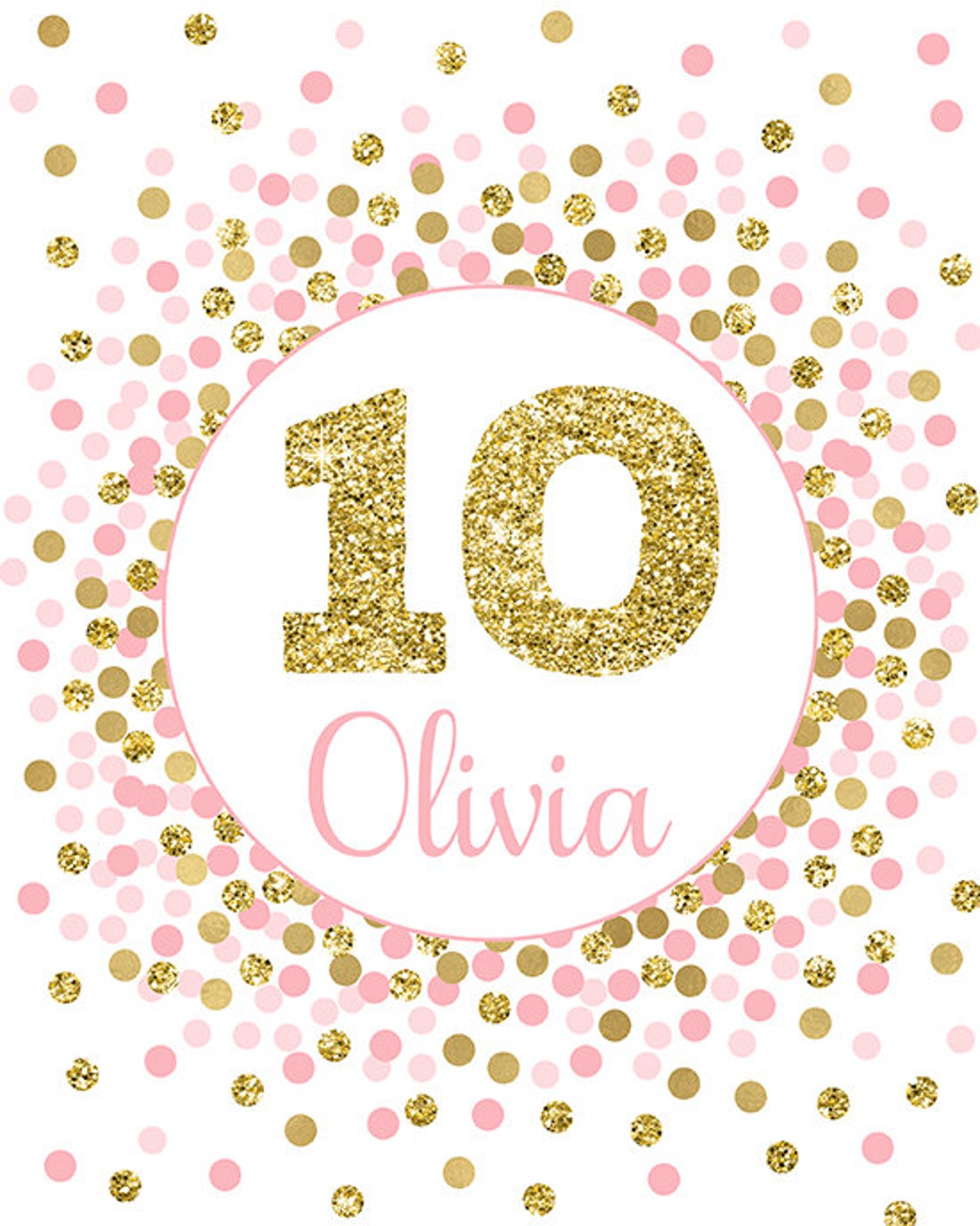 Number 10 Sign Printable 10th Birthday Party Name Sign Pink - Etsy