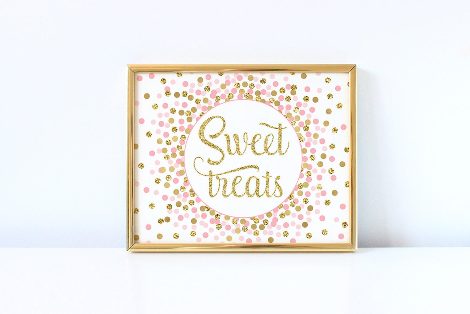 Table Sign Sweet Treats Sign Printable Favor Sign Pink Gold Confetti ...