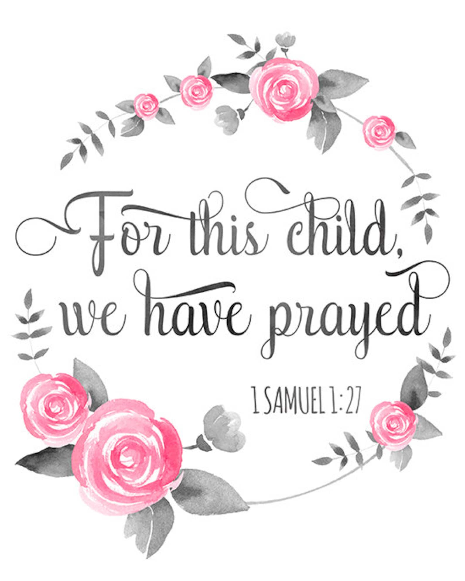 Bible Verse Print for This Child We Have Prayed 1 Samuel 1:27 Digital ...