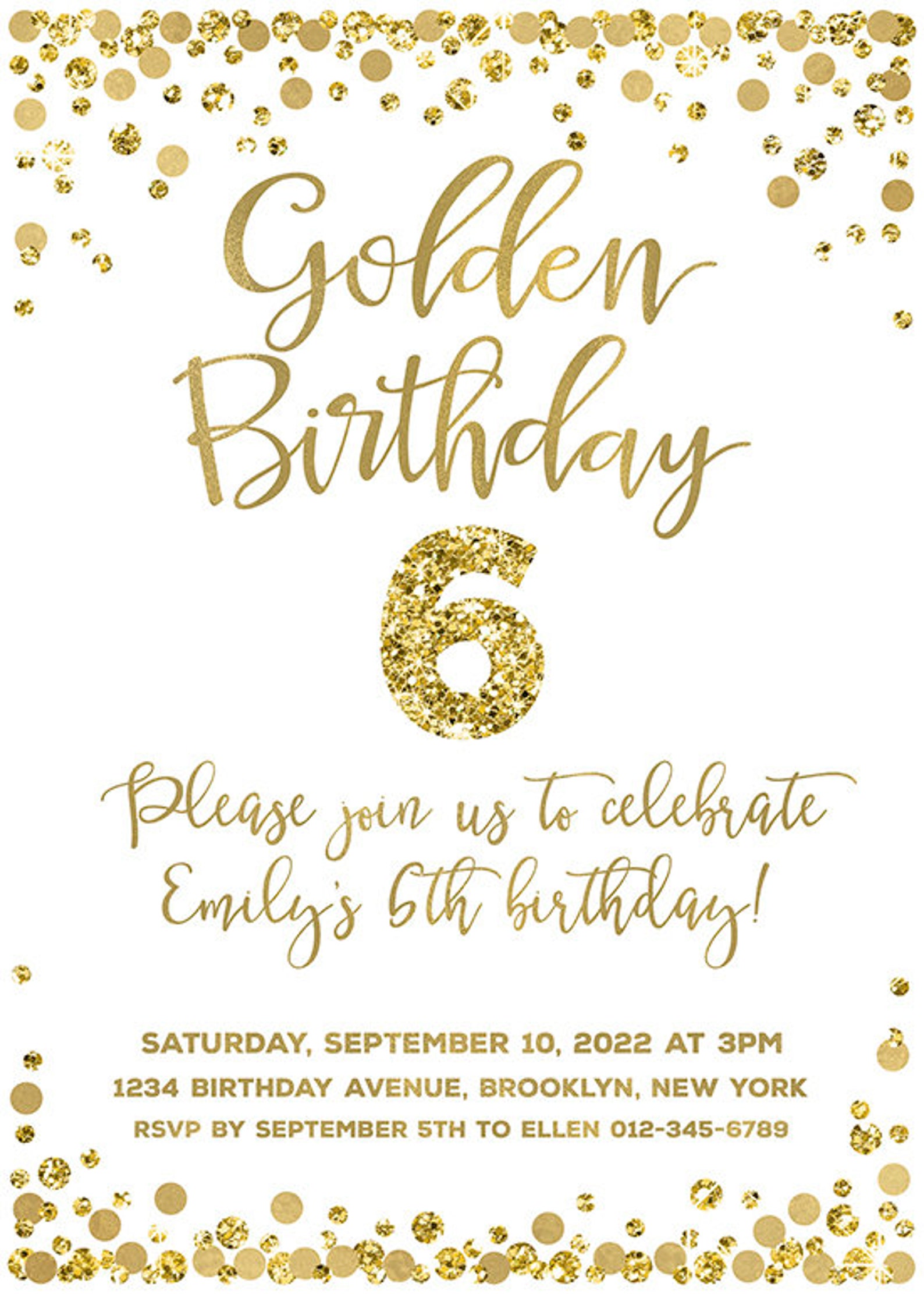 Personalized Golden Birthday Invitation Gold Glitter Birthday - Etsy