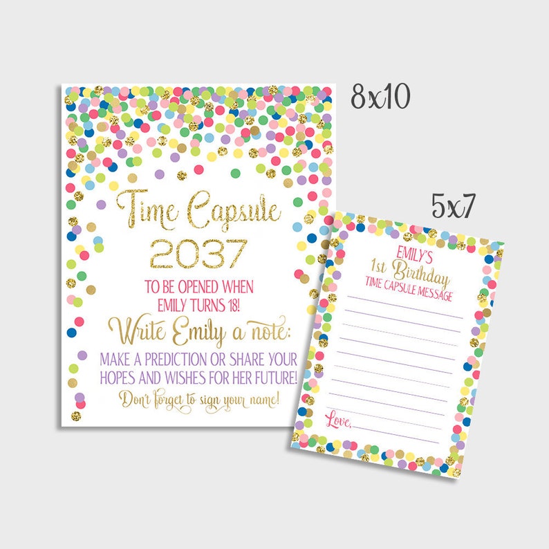 Time Capsule First Birthday Rainbow and Gold Personalized Time | Etsy