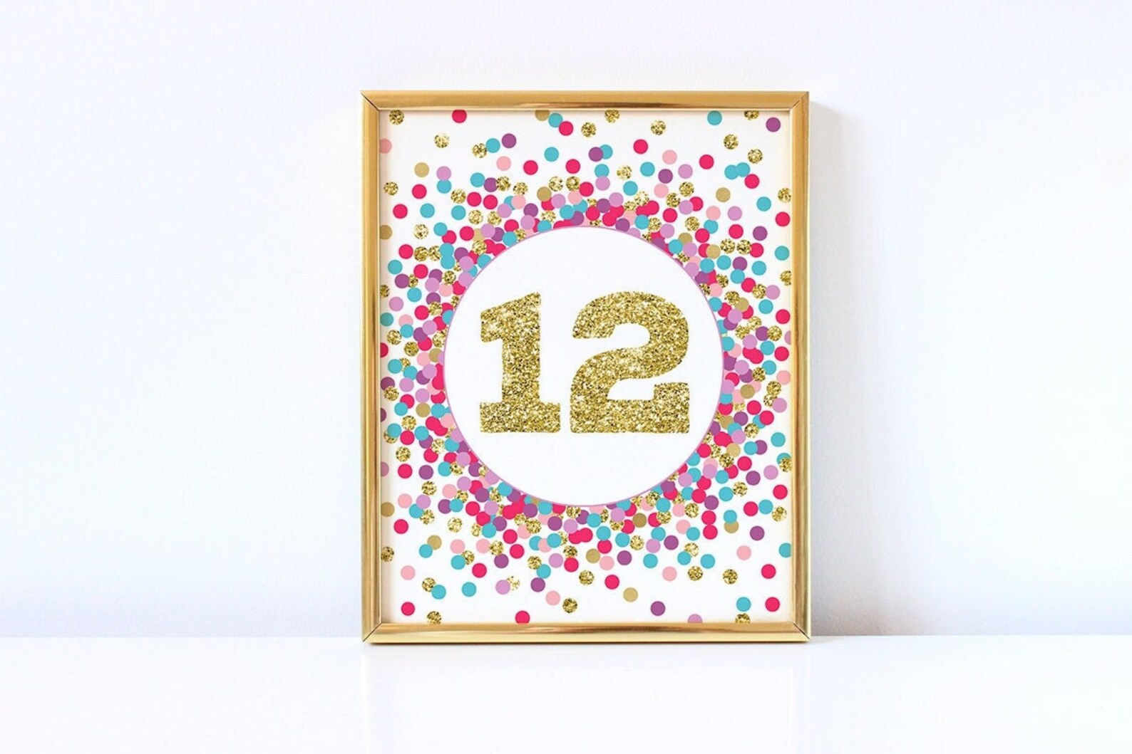 Number 12 Sign Printable 12th Birthday Girl Table Sign Hot Pink Purple ...