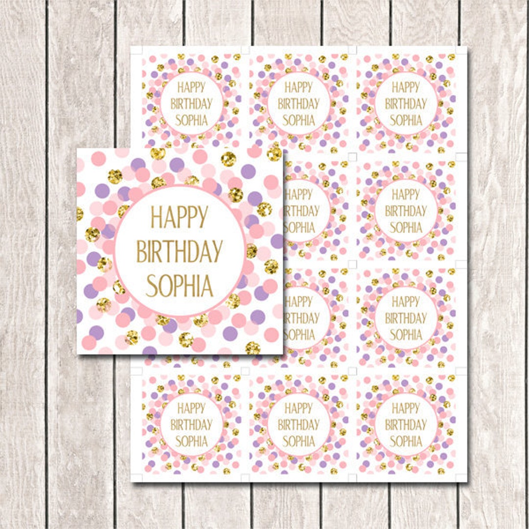Personalized Happy Birthday Tags Girl Birthday Party Favor Tags Pink ...
