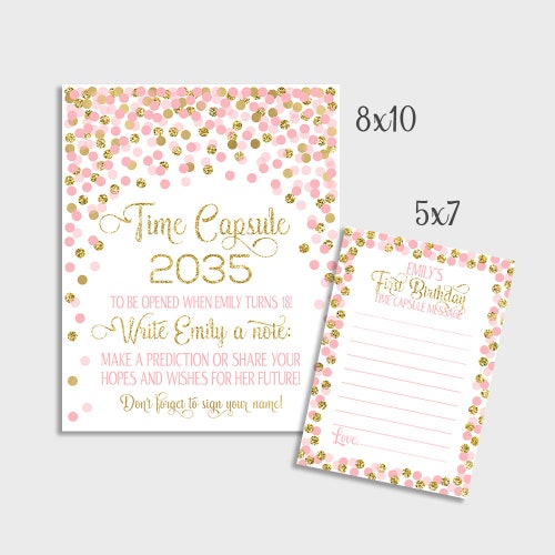 Time Capsule Printable Pink and Gold Time Capsule Sign and - Etsy