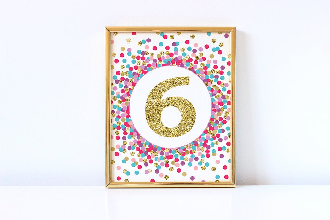 6th Birthday Party Sign Number 6 Sign Printable 6th Birthday Party ...