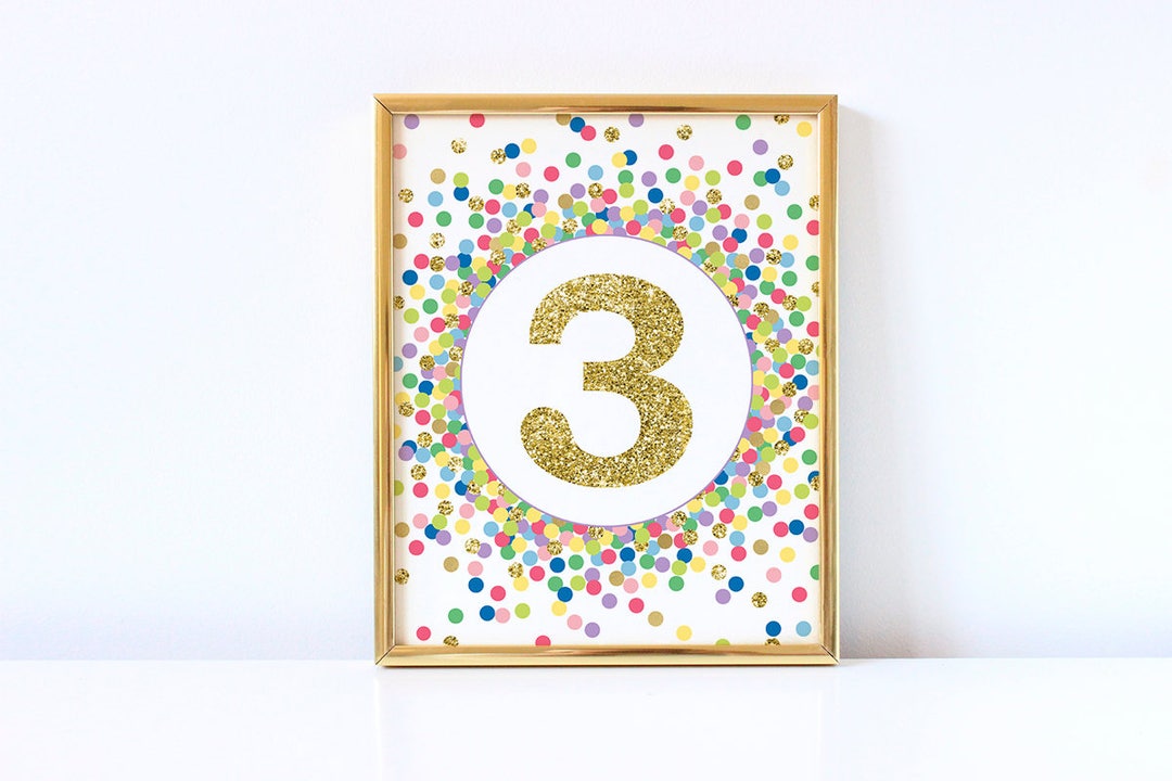 3rd Birthday Sign 3 Sign Three Print 3rd Birthday Party Decor Third ...