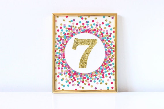 Number 7 Sign 7th Birthday Decorations 7th Birthday Table Sign - Etsy