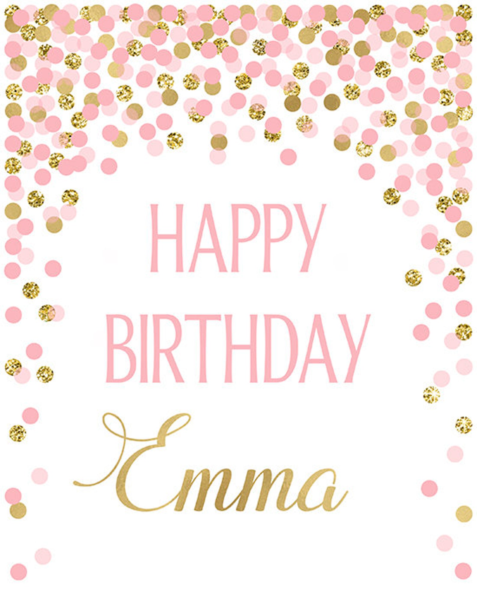 Pink and gold happy birthday sign printable Pink gold birthday | Etsy