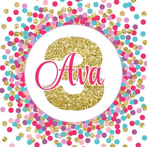 Name Sign Printable Hot Pink Purple Lavender Teal Gold 10th Birthday ...