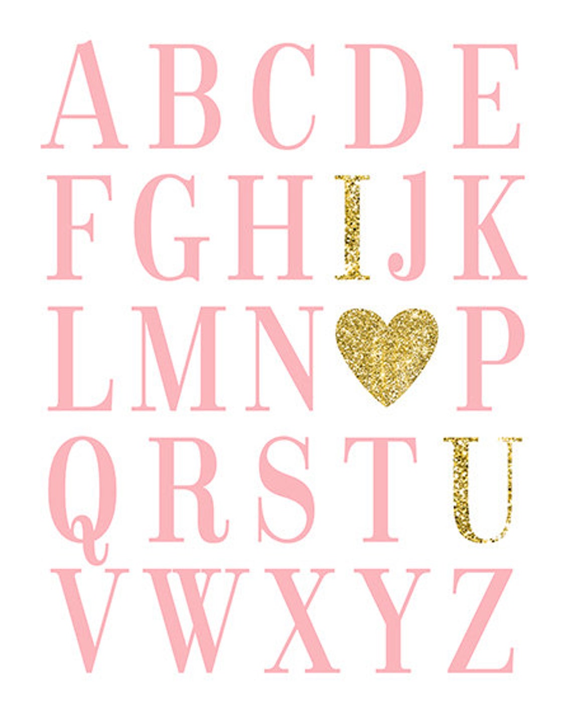 ABC Print Gold And Pink Alphabet Print Pink And Gold Nursery | Etsy