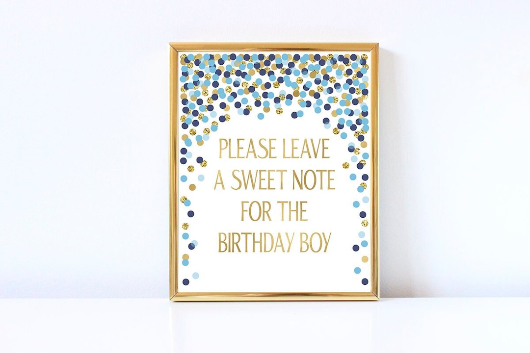 Please Leave a Sweet Note to the Birthday Boy Sign Printable Blue and ...