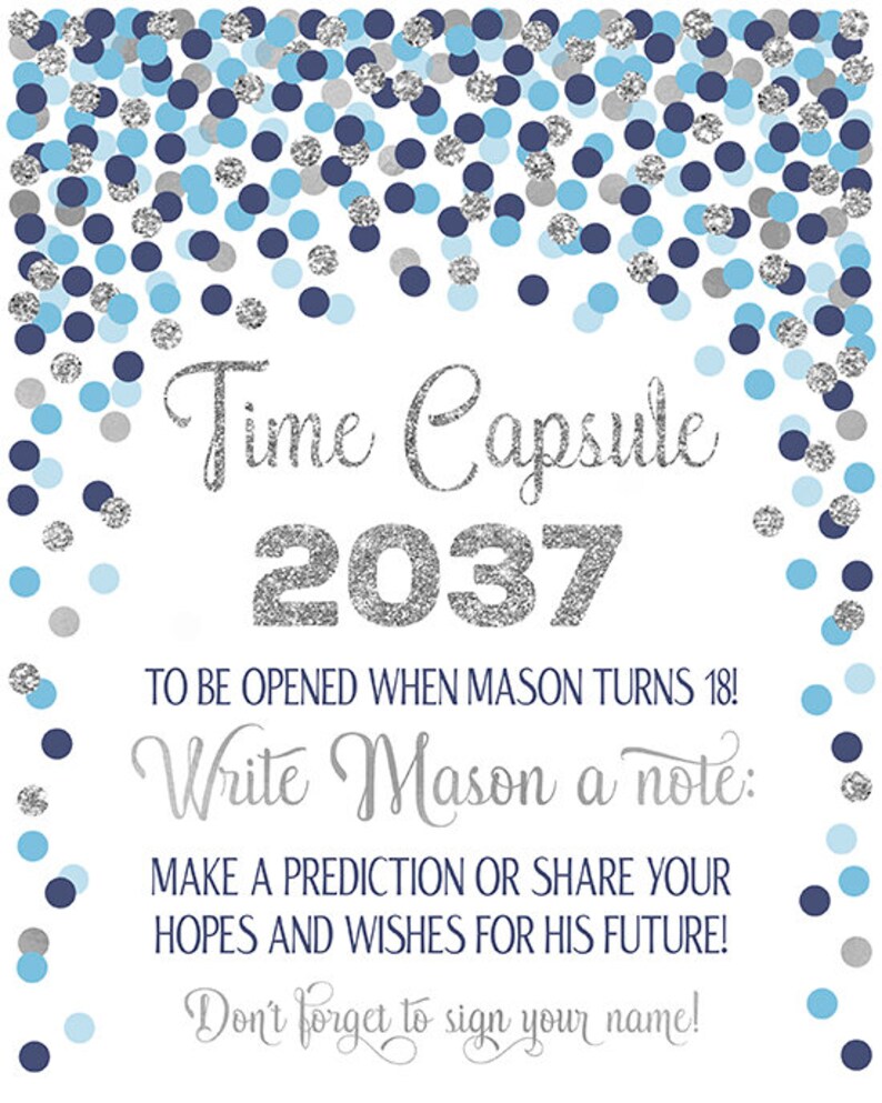 Personalized Time Capsule Sign and Message Cards Navy Blue - Etsy