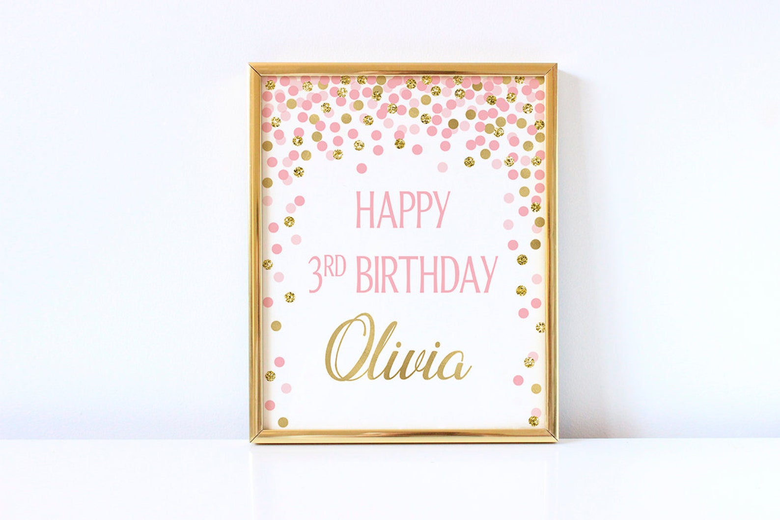Happy 3rd Birthday Sign Personalized Girl Birthday Party Sign Printable ...