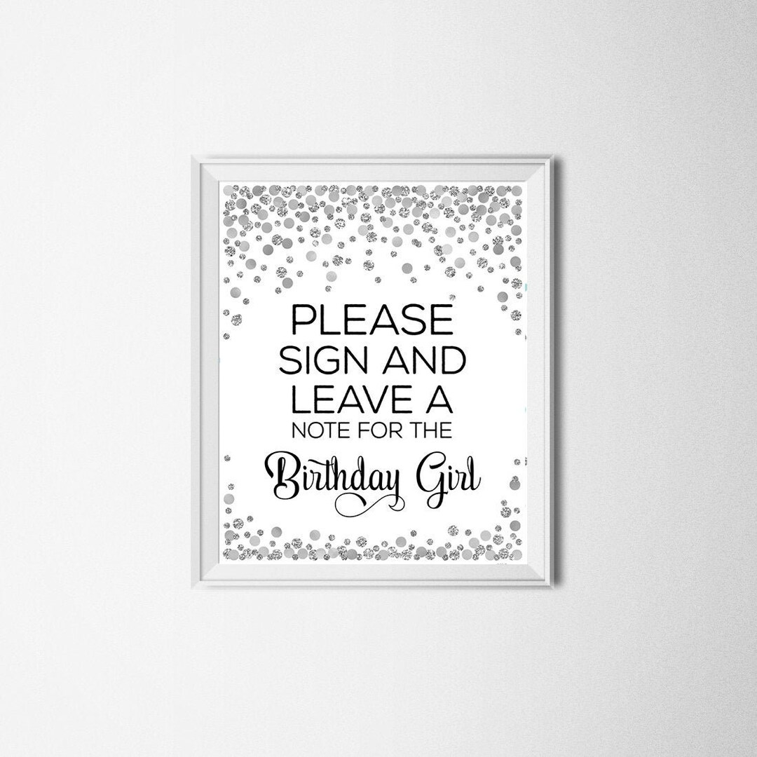 Guestbook Sign Please Sign and Leave a Note for the Birthday Girl Sign ...