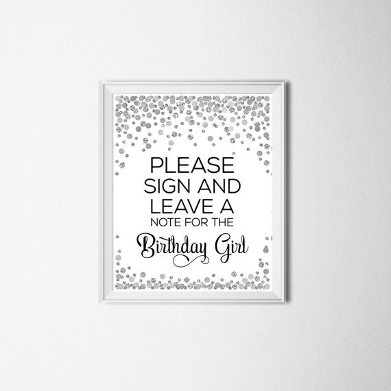 Guestbook sign Please sign and leave a note for the birthday | Etsy