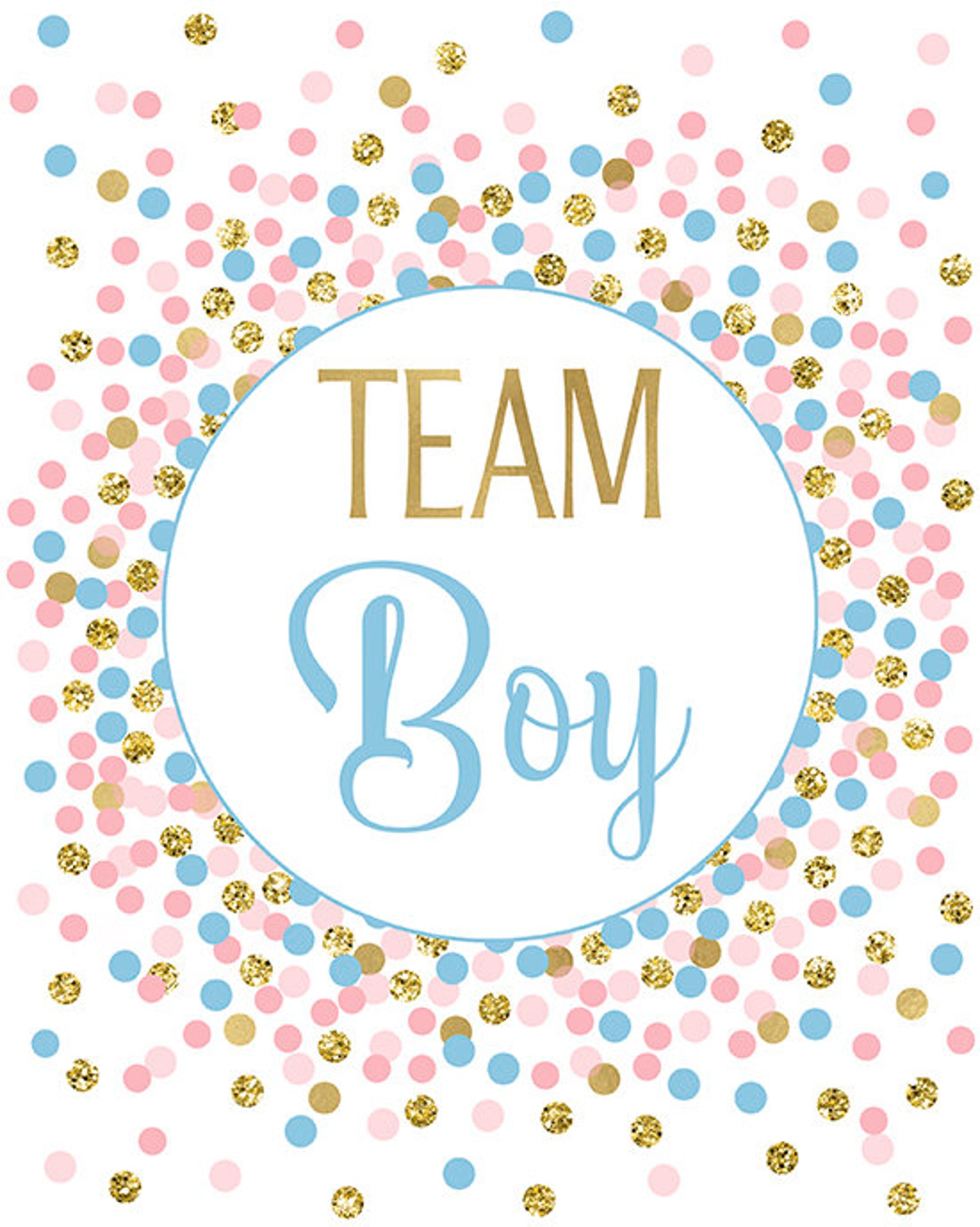 Team Boy Team Girl Sign Printable Pink Blue Gold Gender Reveal - Etsy