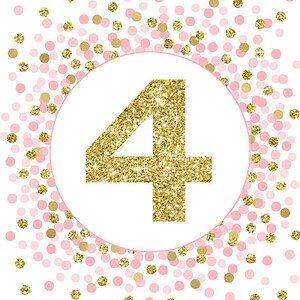 Number 4 Sign Printable 4th Birthday Party Decorations Pink - Etsy