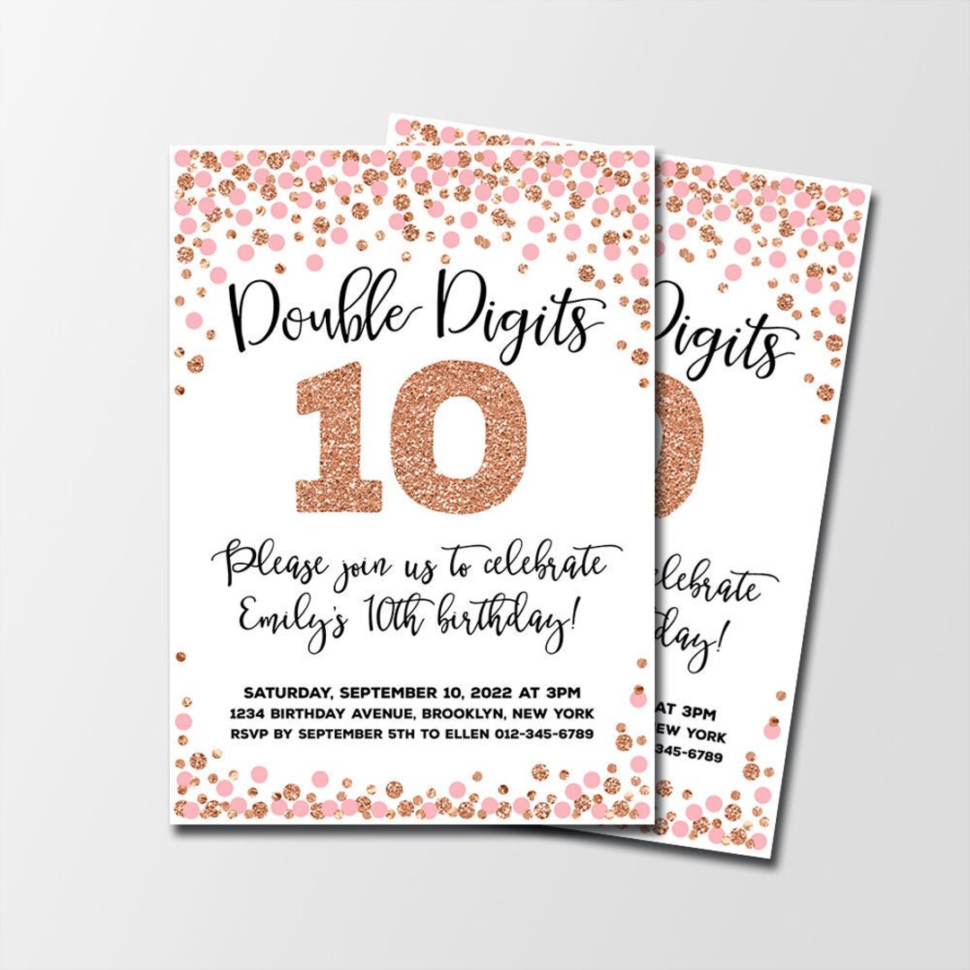 Double Digits Invitation Personalized Double Digits Birthday Invitation ...