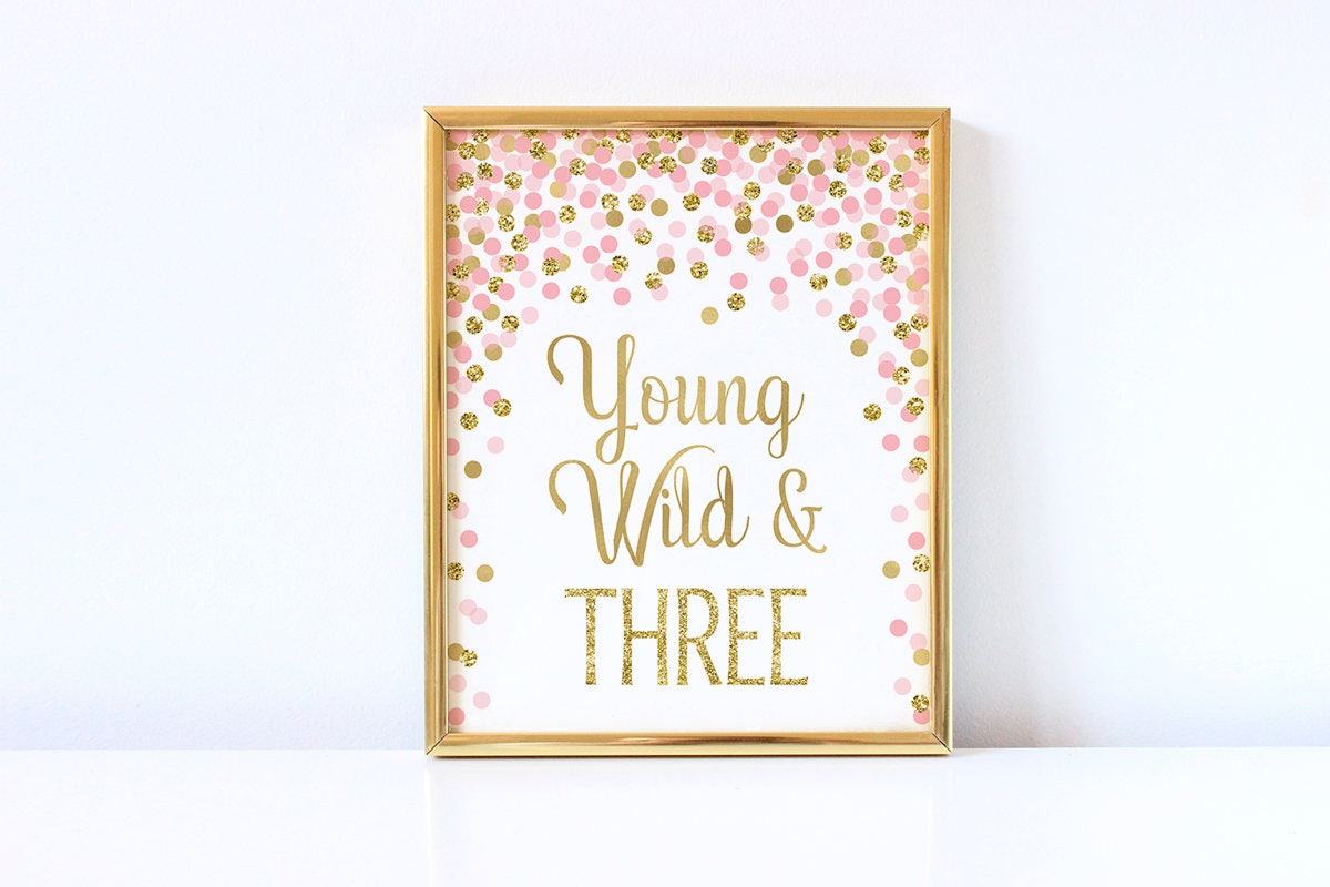 Young Wild And Three Sign Printable Third Birthday Party Decor | Etsy