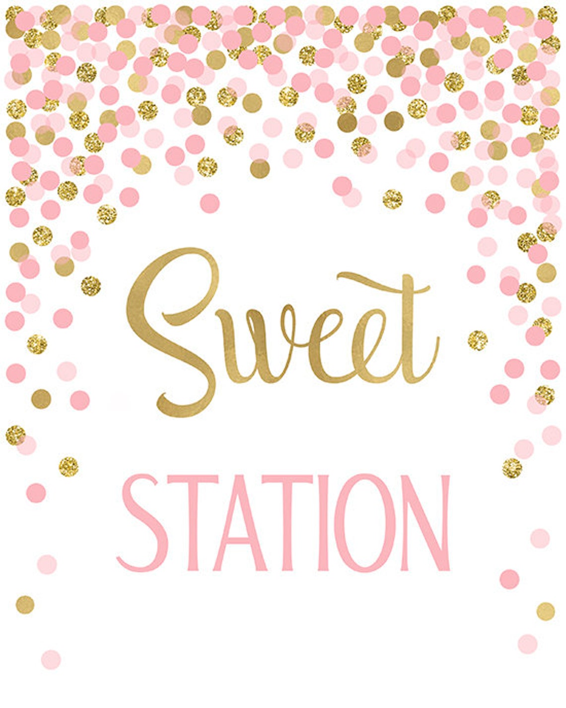 Sweet Station Sign Printable Pink and Gold Candy Bar Sign Girl Birthday ...