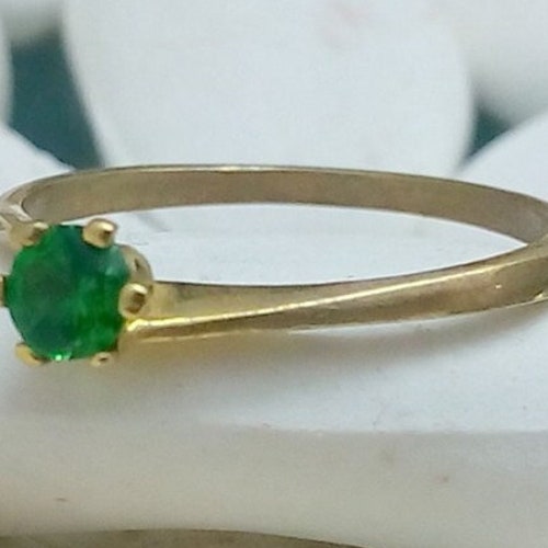 Lab Emerald Ring Round Cut Engagement Rings Sterling Silver | Etsy
