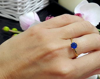 Blue stone gold ring | Etsy