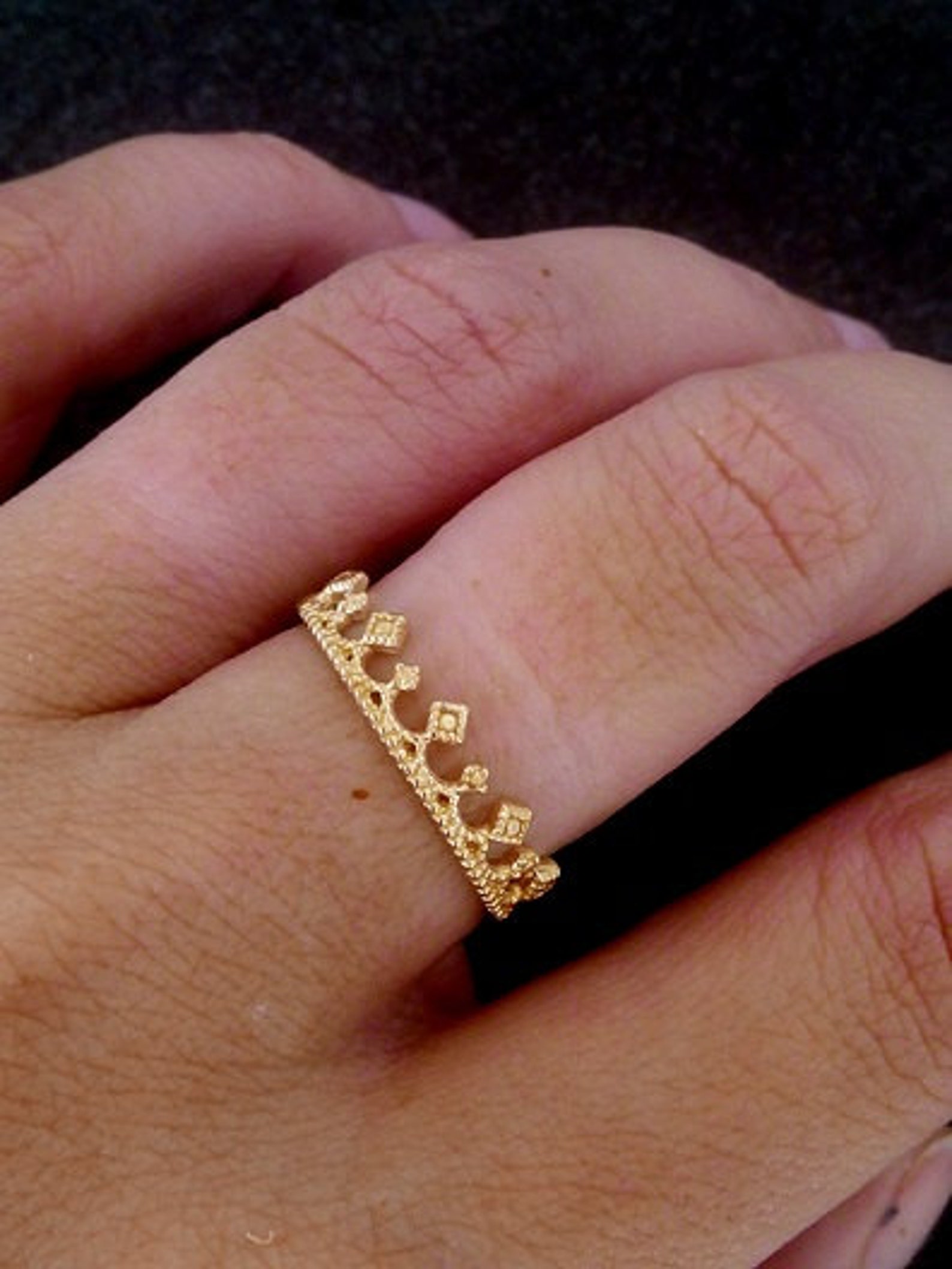 Gold Crown Ring, Princess Ring, Stacking Ring, Simple Band, Royal Ring ...