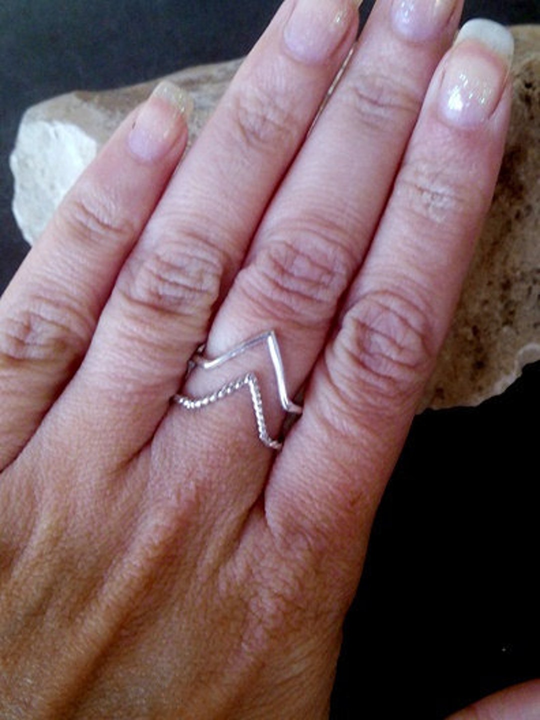 Gold Knuckle Rings, Set of 2 Rings, Chevron Above the Knuckle Rings ...