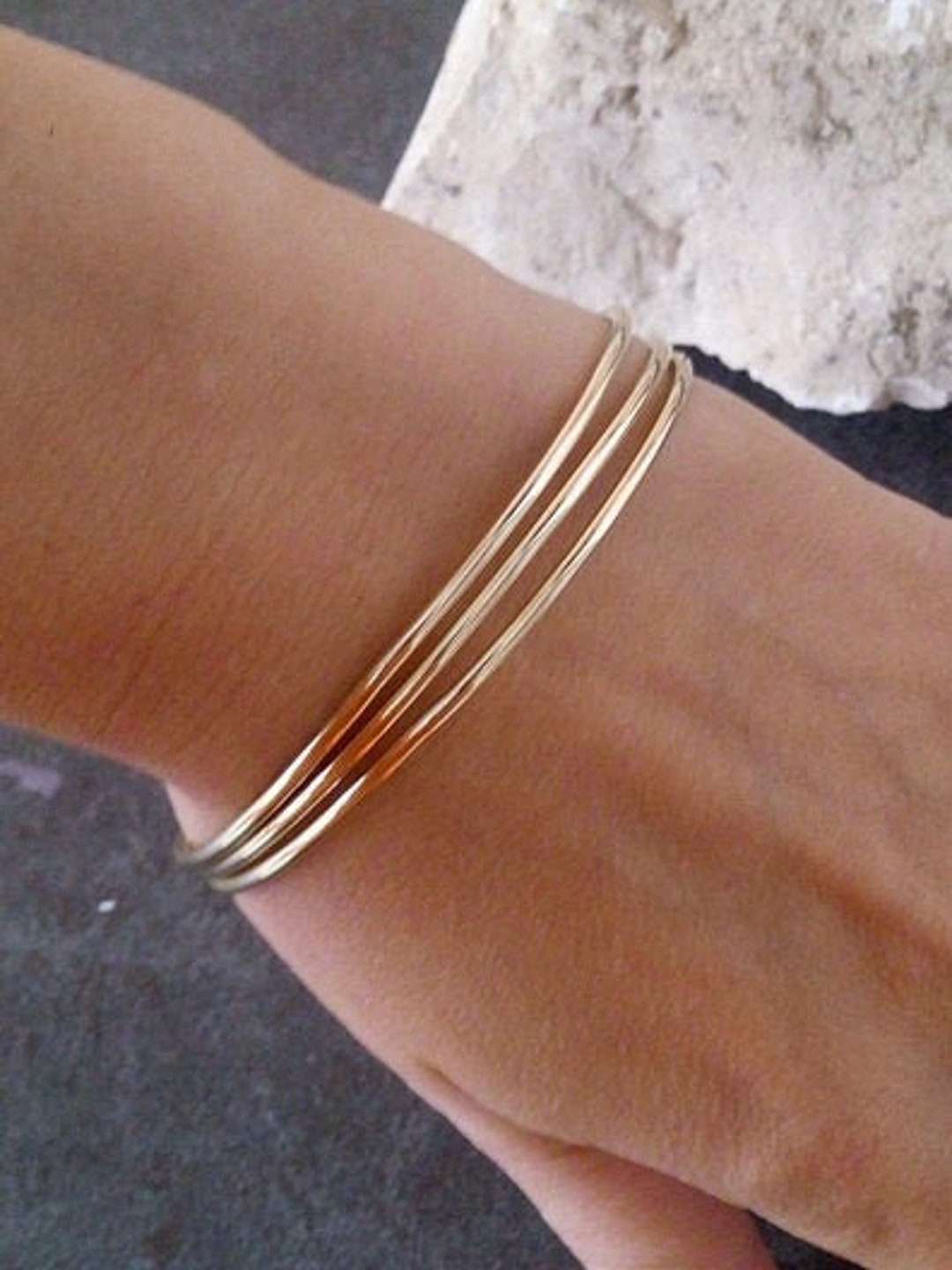 Stacking Bracelets, Set of 3 Bangeles, Gold Bracelets, Stack Bangles ...