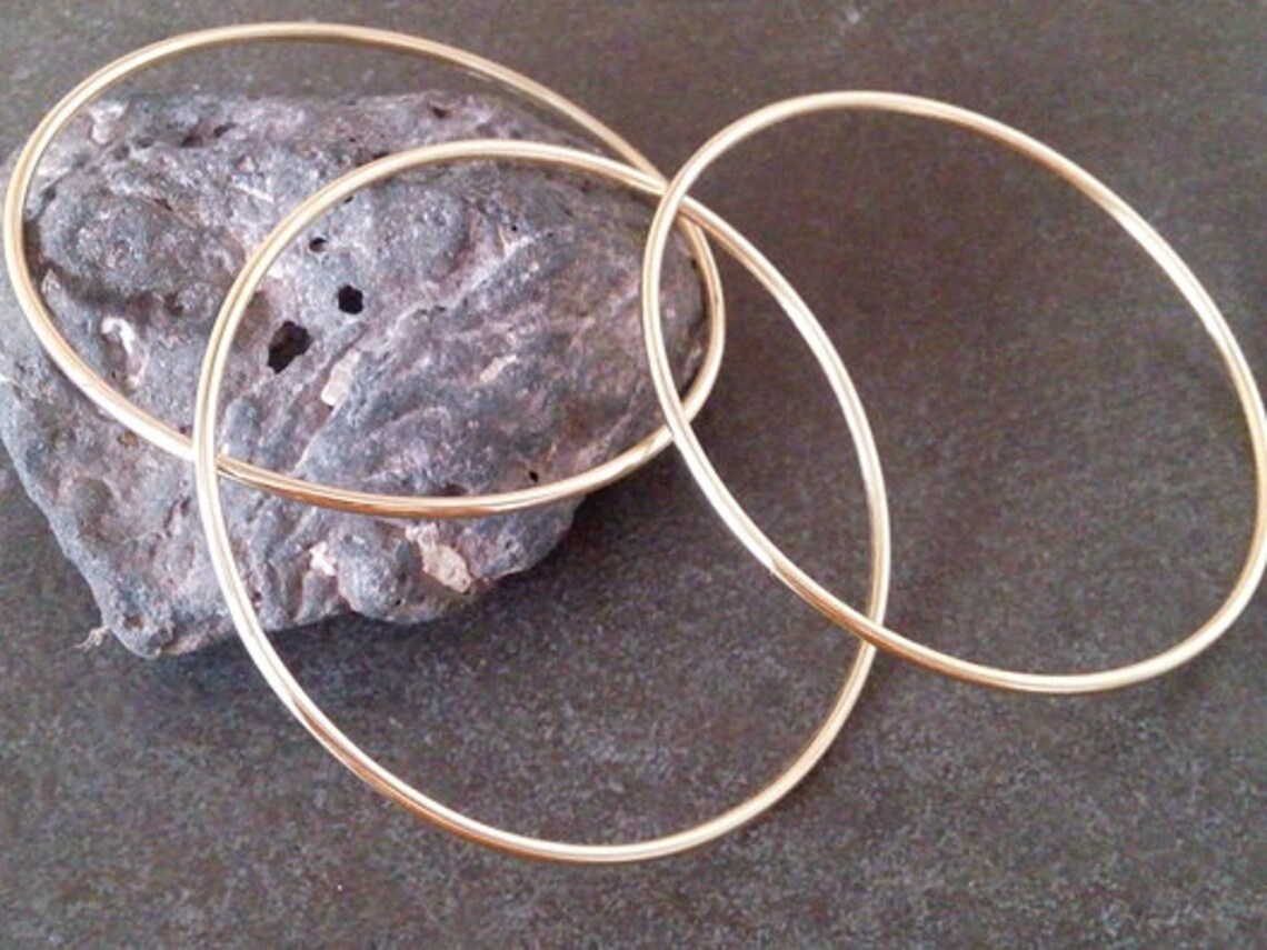 Gold Filled Stacking Bangles - Set of 3 Simple Bracelets - Etsy