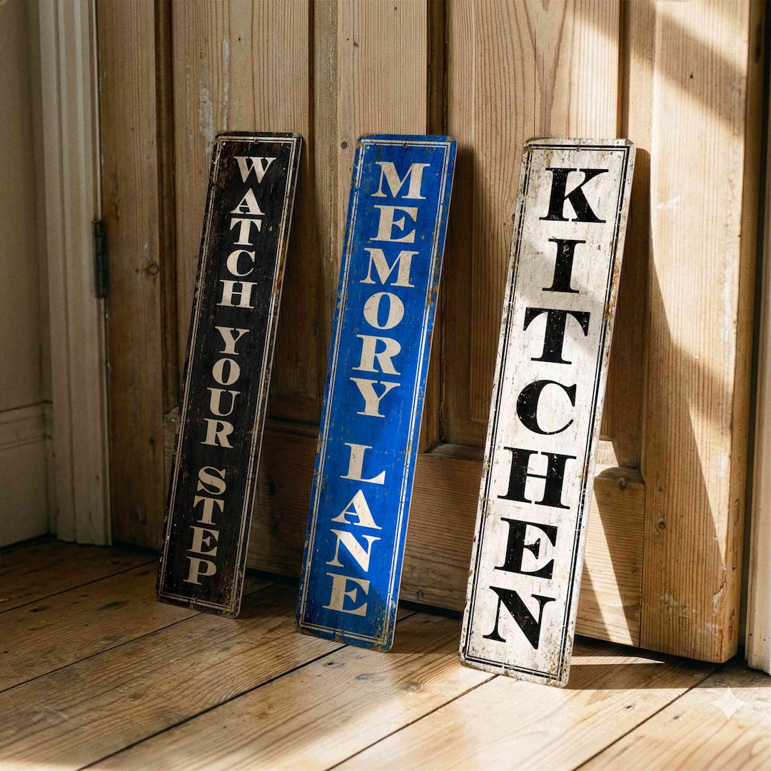 Custom Vertical Metal Sign, Personalized Tall Wall Plaque, Rustic ...