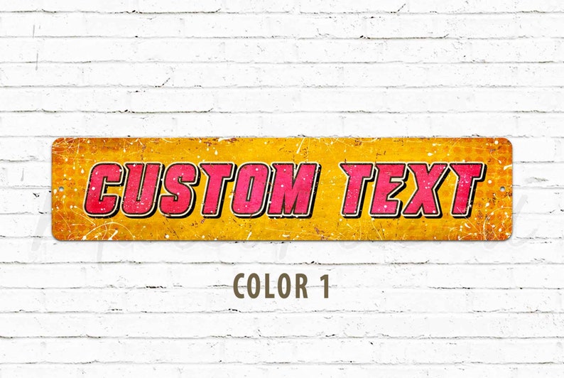 Custom Text Metal Sign With Comic Font Design Pop Art Style - Etsy